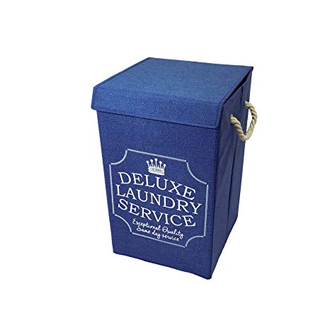 Laundry Basket"Deluxe Laundry Service"41X23 X56Cm Black/Crea