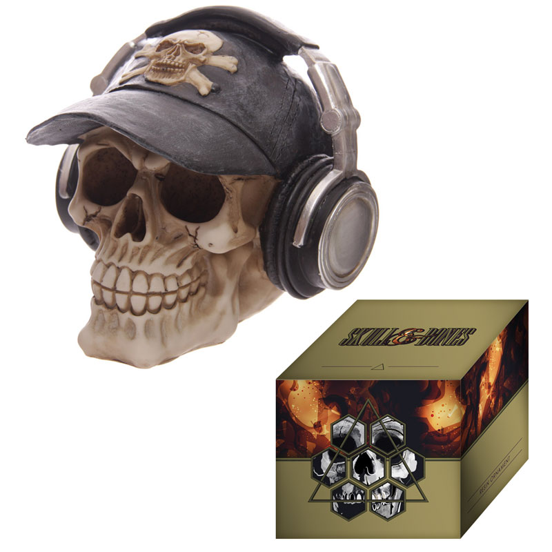 Skull Money Box With Headphones And Skull Baseball Cap#Sk193